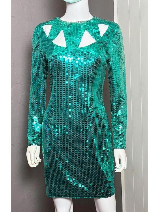Niteline | Dresses | Vintage 98s Emerald Sequin Cocktail Dress From ...